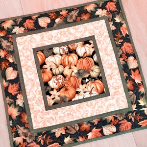 Quilted Table Topper, Quilted Handmade Table Topper, Pumpkins Topper, Fall and Harvest Table ...