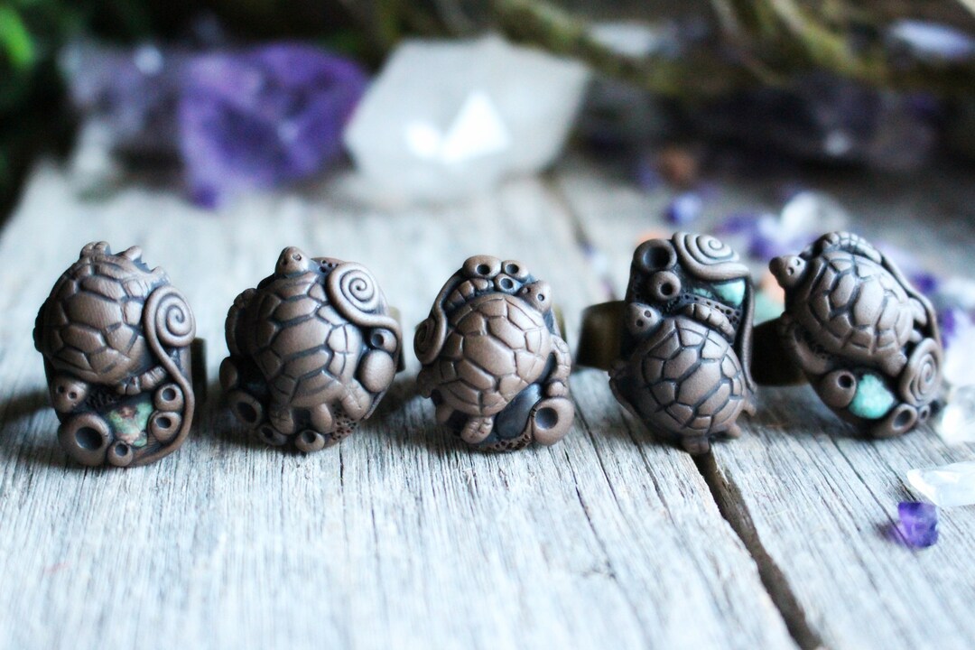 Turtle Spirit Animal Ring. Fully Adjustable free Shipping - Etsy
