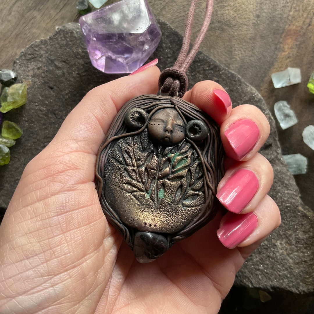 Goddess Necklace With Red Garnet Gemstones - Goddess Pendant Adjustable ...