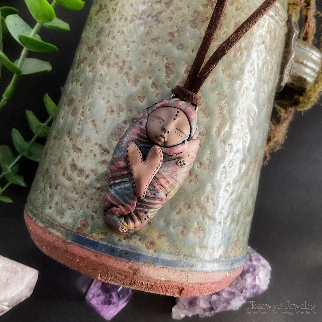 Hearts and Hugs Goddess Necklace. Handcrafted Clay by Traewyn. (free ...