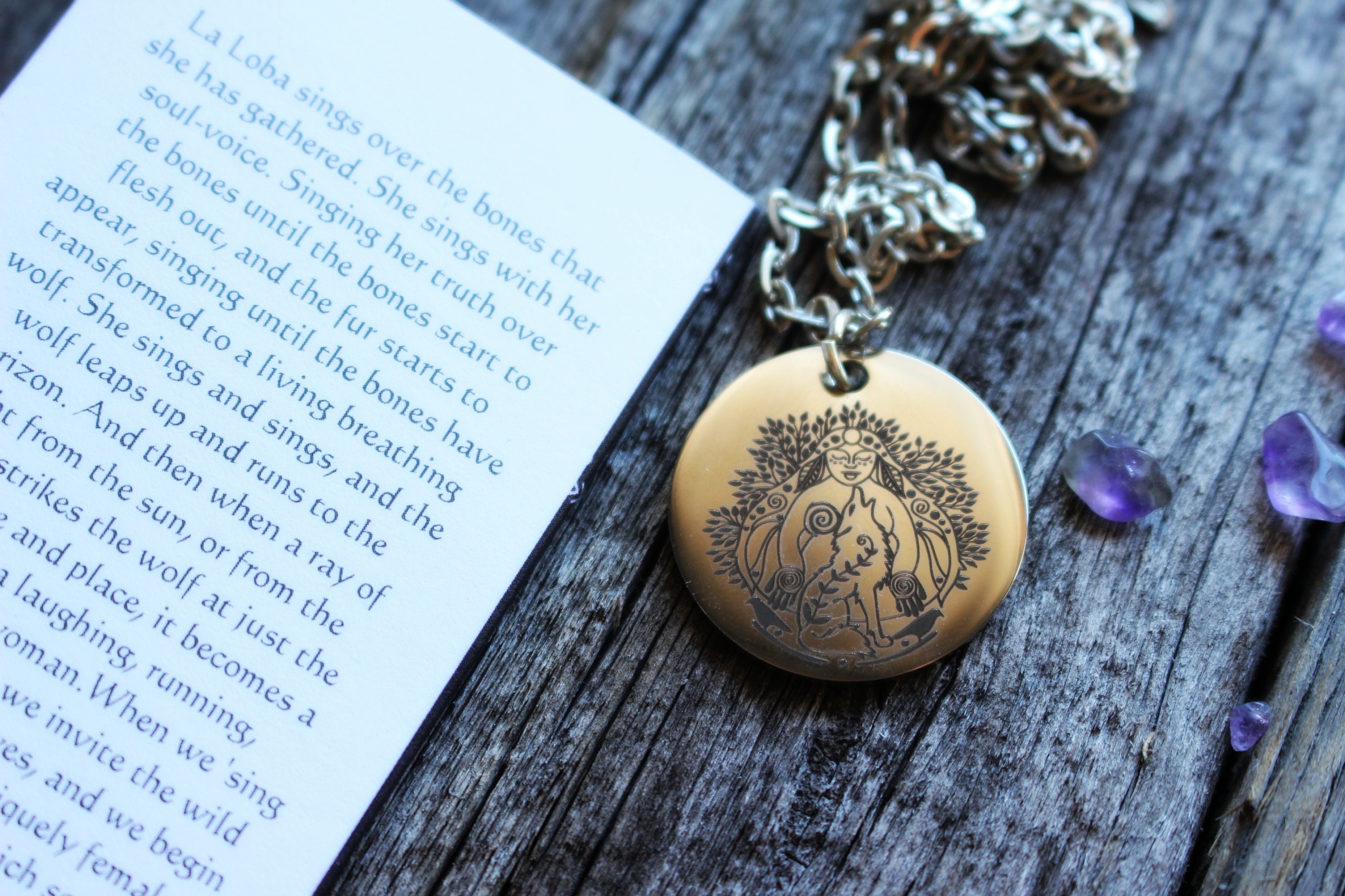 La Loba - Wolf Woman Necklace - Singing Over the Bones - Bone Woman ...