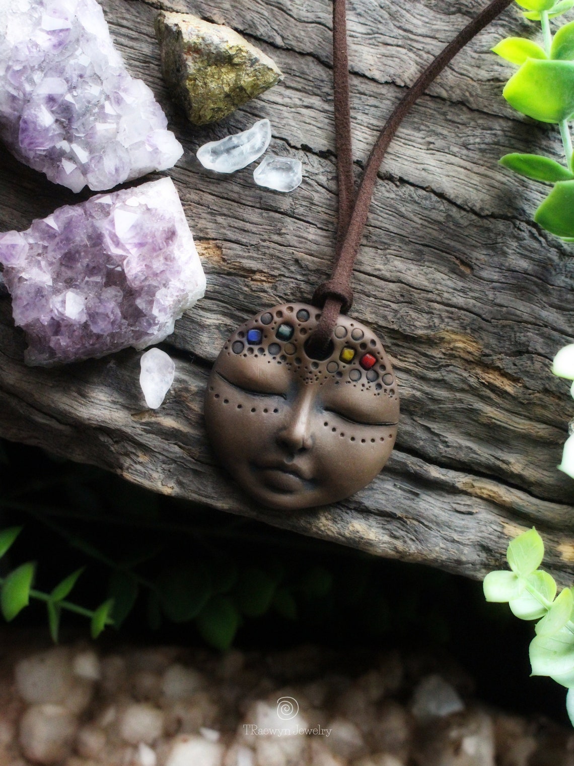 Goddess Necklace Handcrafted Goddess Pendant on Vegan Suede - Etsy