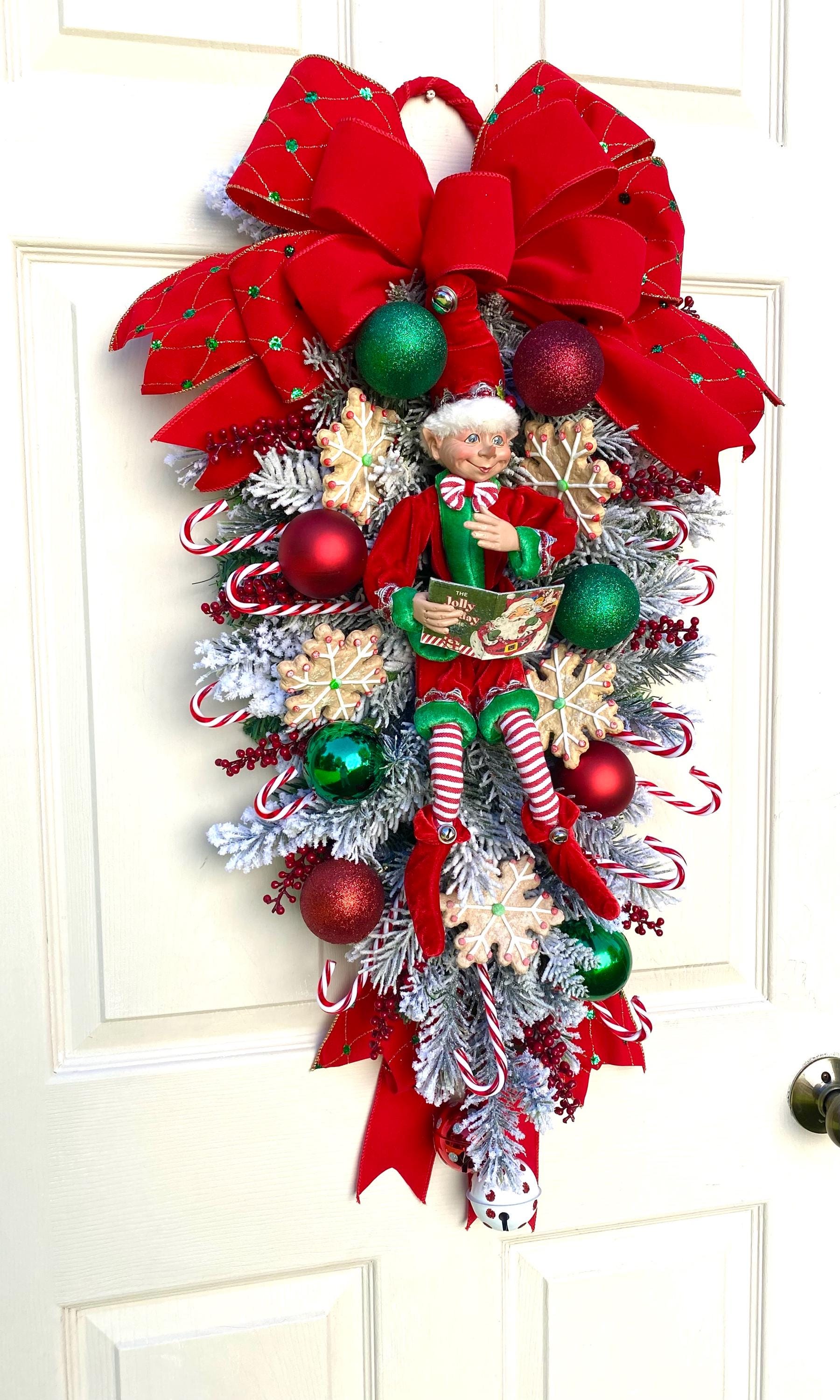 Festive Christmas Elf Swag With Candy Canes and Gingerbread Cookies ...