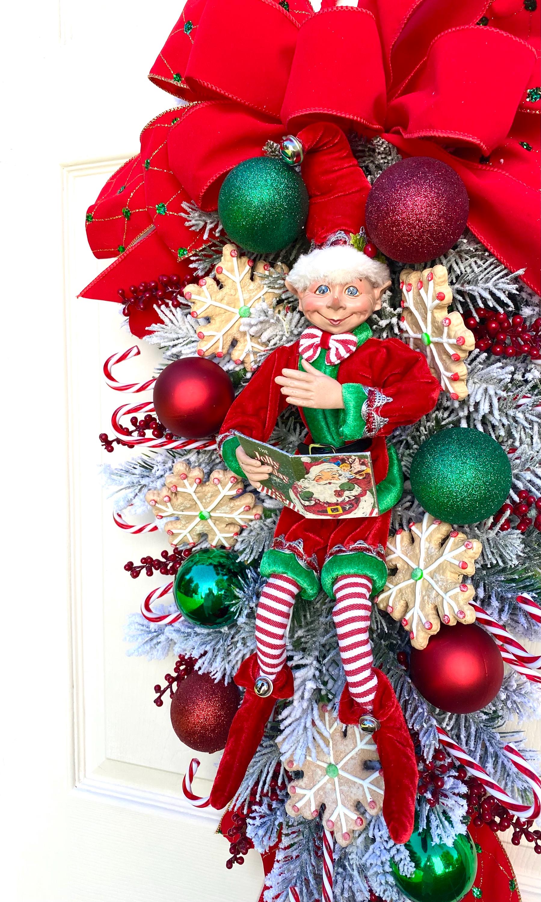 Festive Christmas Elf Swag With Candy Canes and Gingerbread Cookies ...