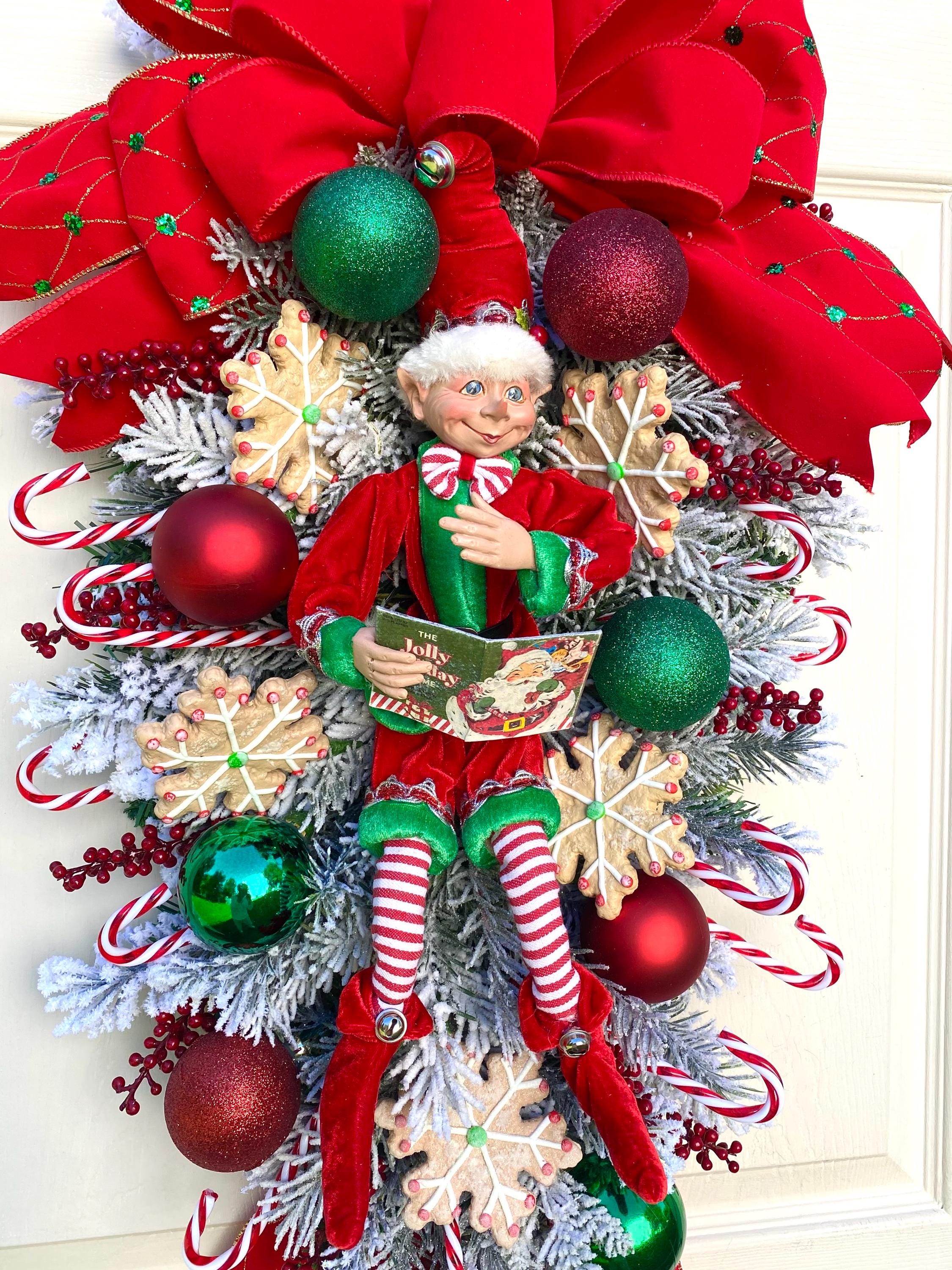 Festive Christmas Elf Swag With Candy Canes and Gingerbread Cookies ...