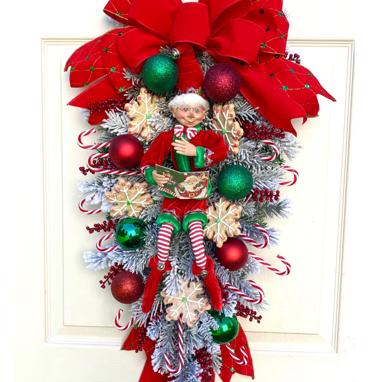 Festive Christmas Elf Swag With Candy Canes and Gingerbread Cookies ...