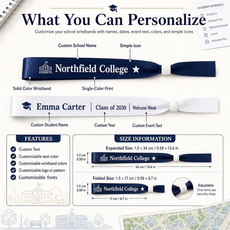 College Welcome Week Wristbands, Personalized Disposable Wristbands for ...