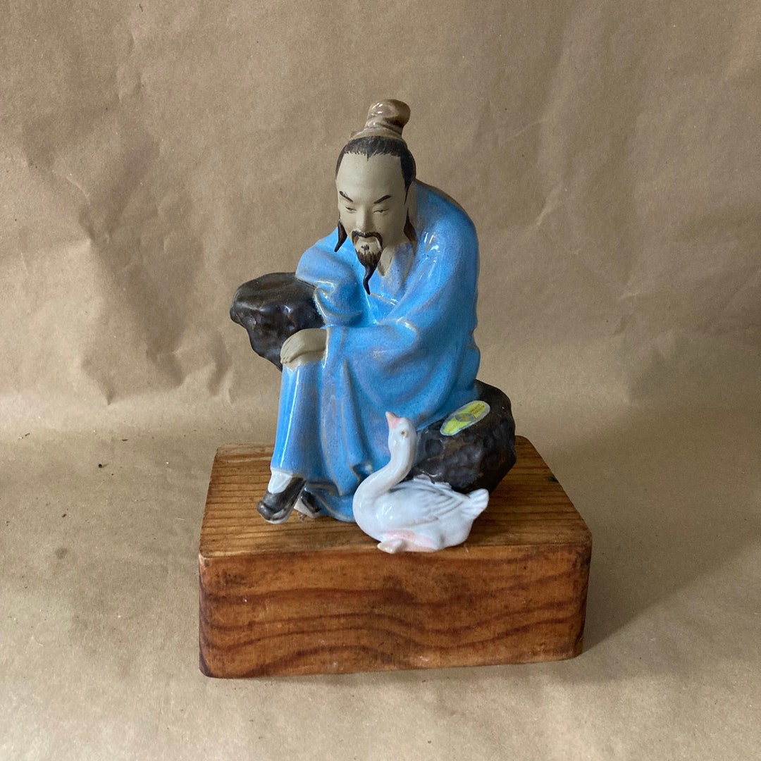 Vintage Mudman Glazed Man and Goose Figurine 6 Inch - Etsy