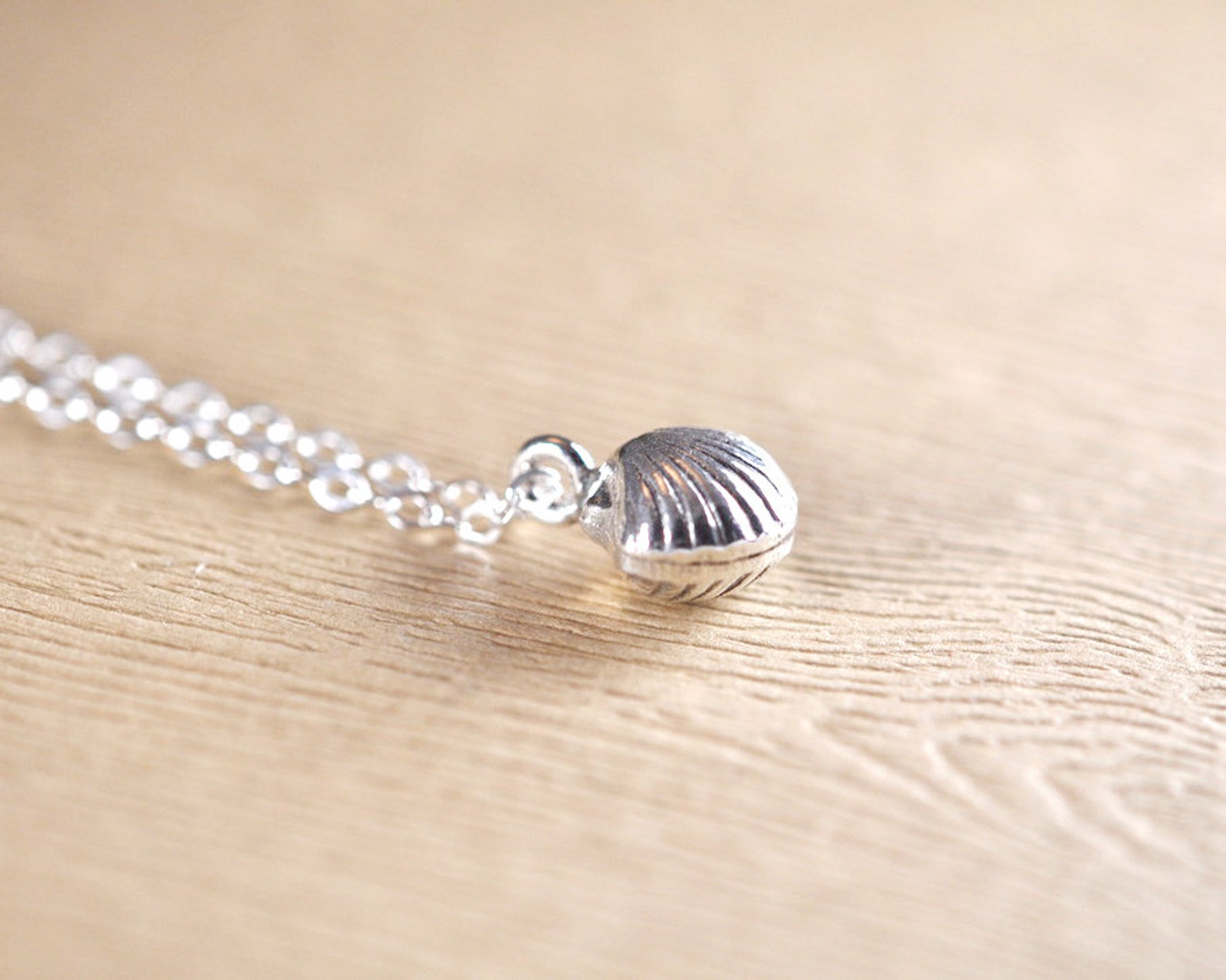 Clam Shell Necklace Clam Shell Charm Pendant 925 Sterling | Etsy