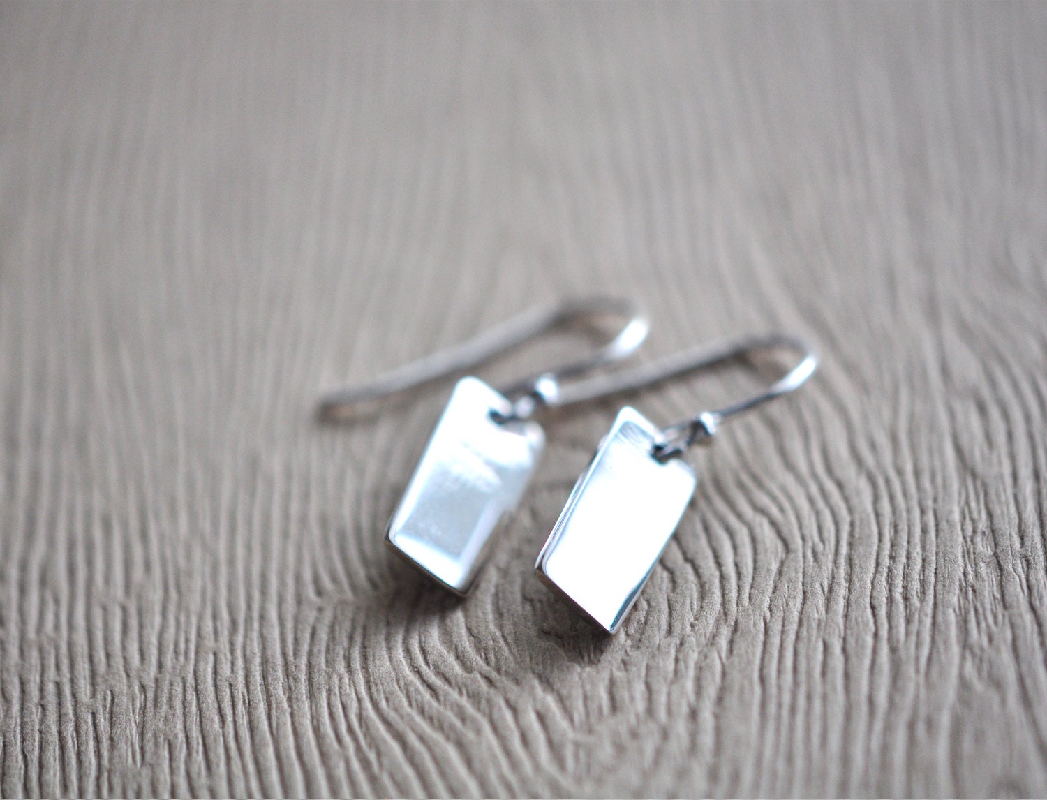 Silver Rectangle Earrings Silver Bar Earrings Minimalist Earrings ...