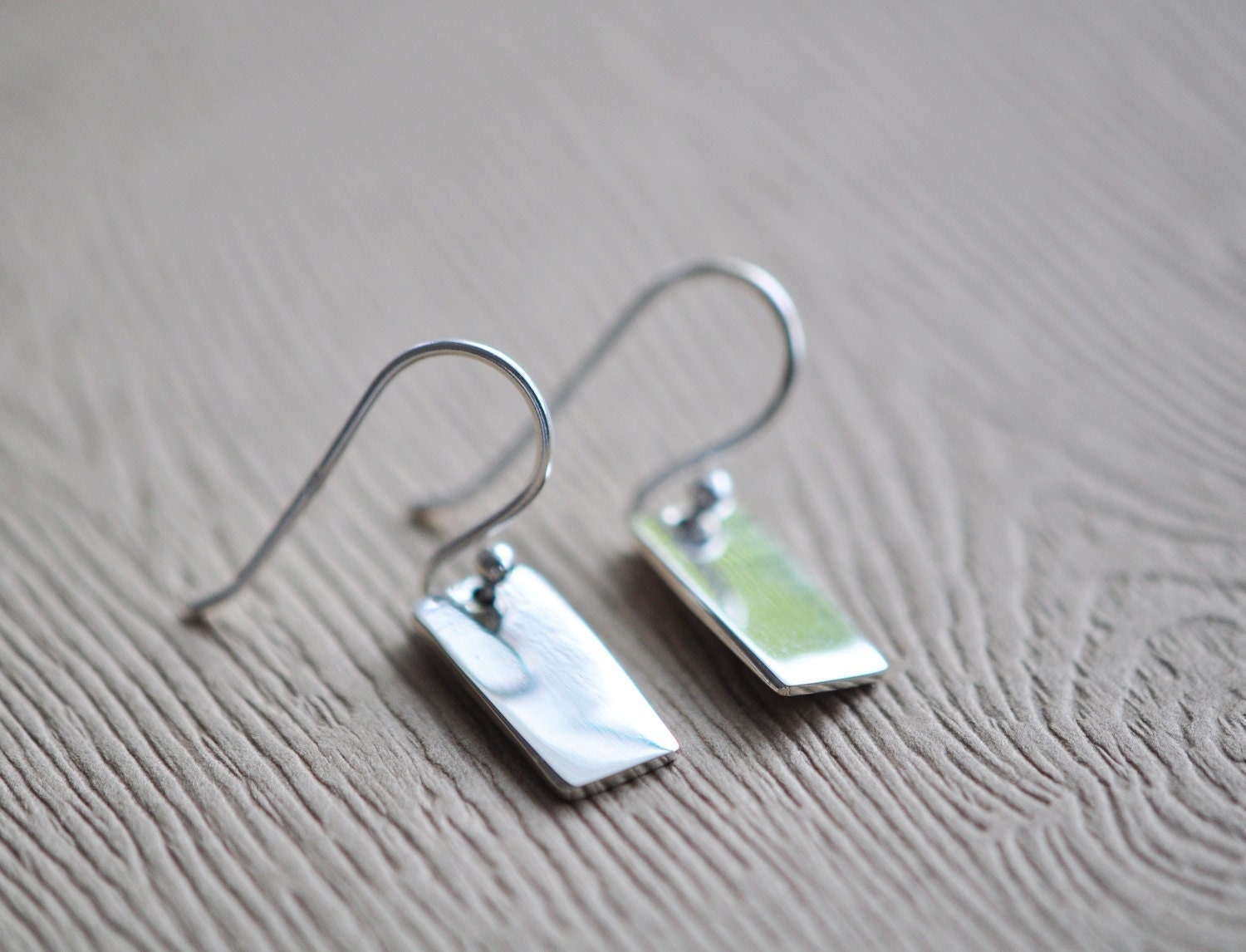 Silver Rectangle Earrings Silver Bar Earrings Minimalist Earrings ...