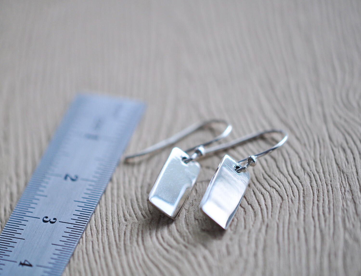 Silver Rectangle Earrings Silver Bar Earrings Minimalist Earrings ...