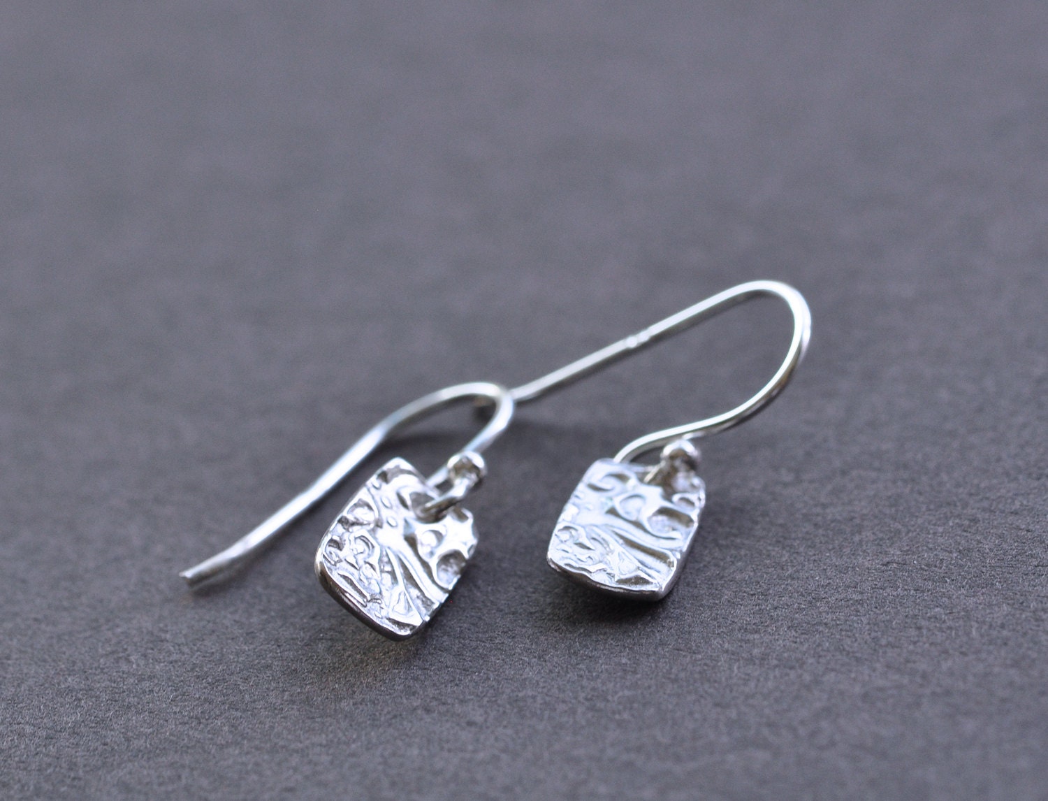 Small Silver Earrings Small Textured Rectangle Earrings Fine Silver ...