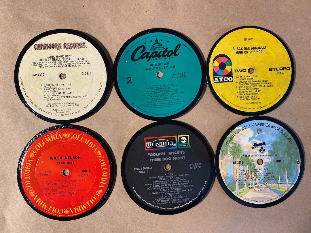 Record Album Drink Coasters Set Vinyl Records 6 7 - Etsy