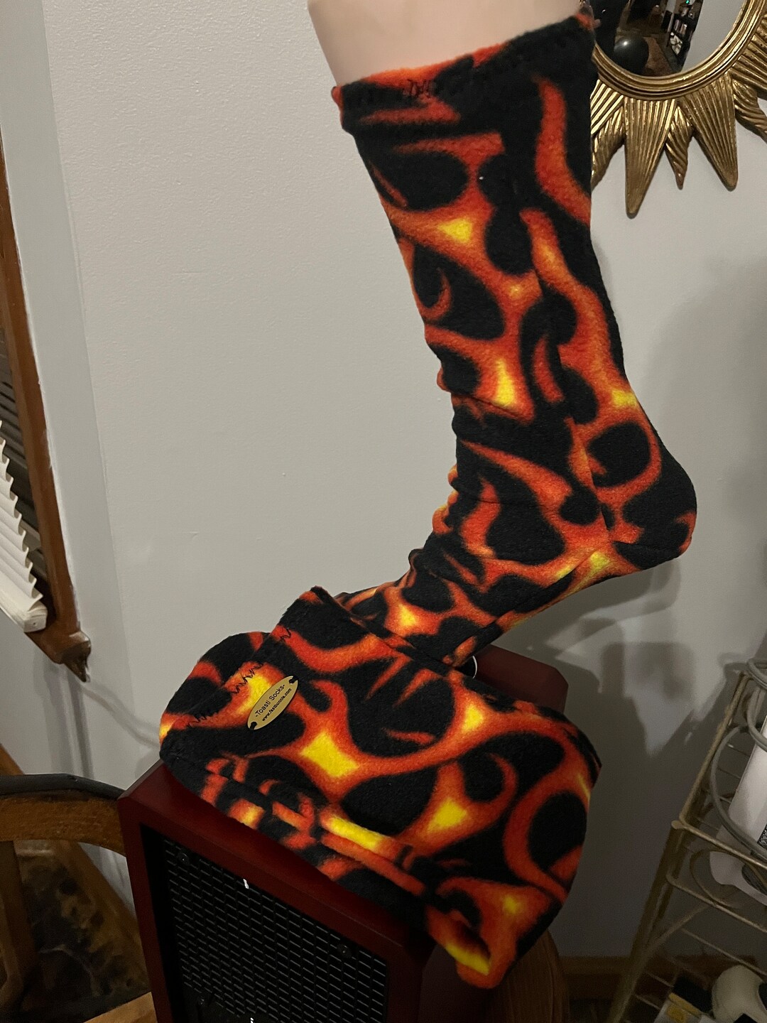 Socks,ready Made Sz. Wm. 7-8.5, Mens 6 Red Flames Boot Liners, Polar ...