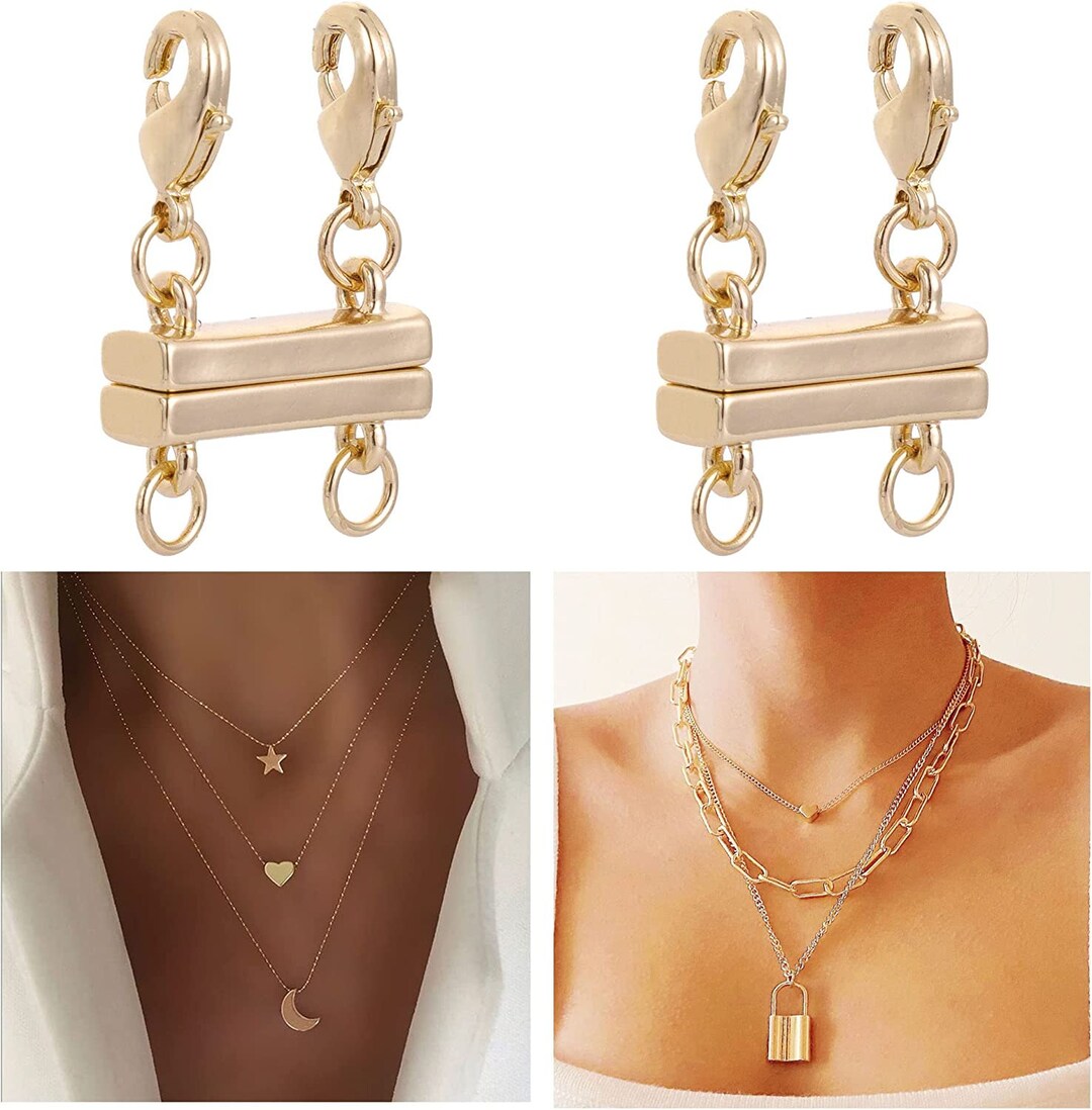 2 Necklace Clasp,multiple Necklace Layering Clasps Magnetic Necklet ...