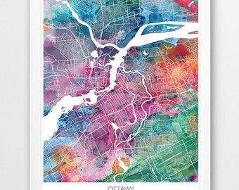 Ottawa Map Canada Print Ottawa Poster Canadian Art Office | Etsy