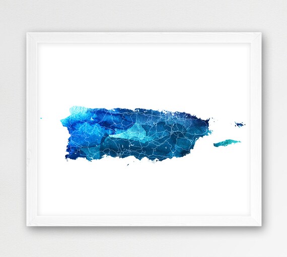 Puerto Rico Map Print Puerto Rico Poster Print Puerto Rico | Etsy