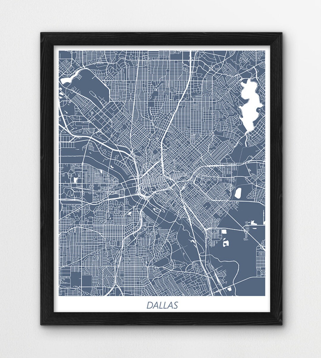 Dallas Map Print, Dallas Map Poster Print, Dallas Texas Urban Street ...