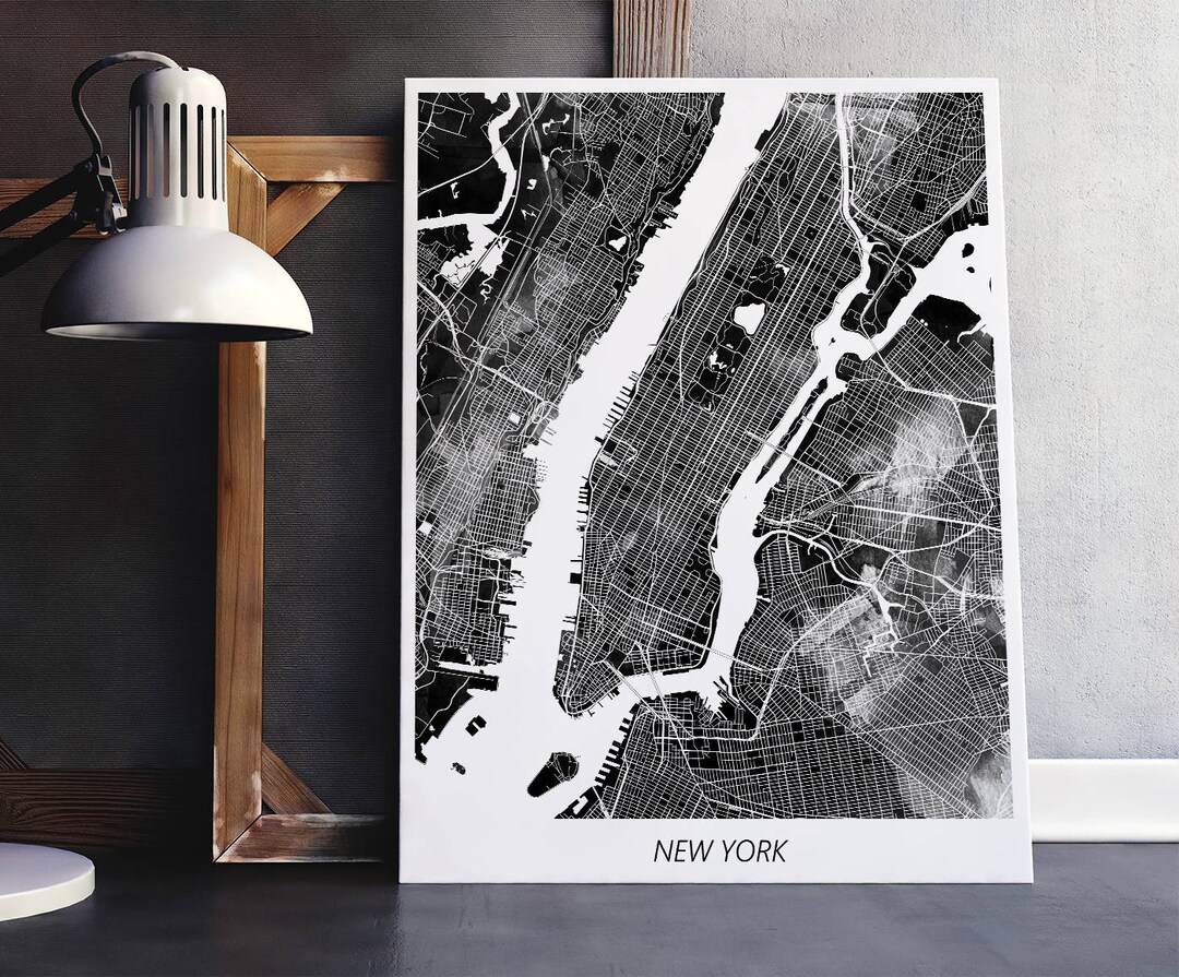 New York Print, New York Map Poster Watercolor Print, New York ...