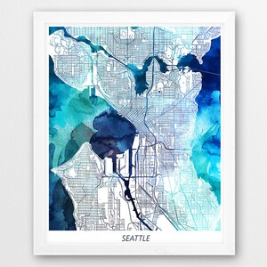 Watercolor Seattle Map Print, Urban Street Art (digital Download) - Etsy