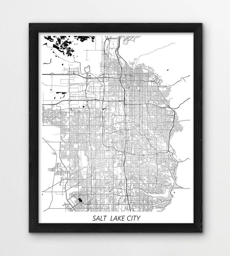 Salt Lake City Map Print Salt Lake City Poster Print Salt | Etsy