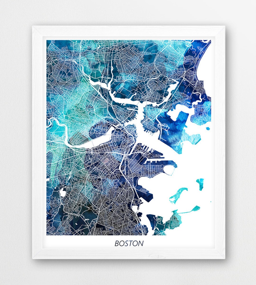 Boston Print, Boston Map Poster Print, Boston, MA Digital Urban Street ...