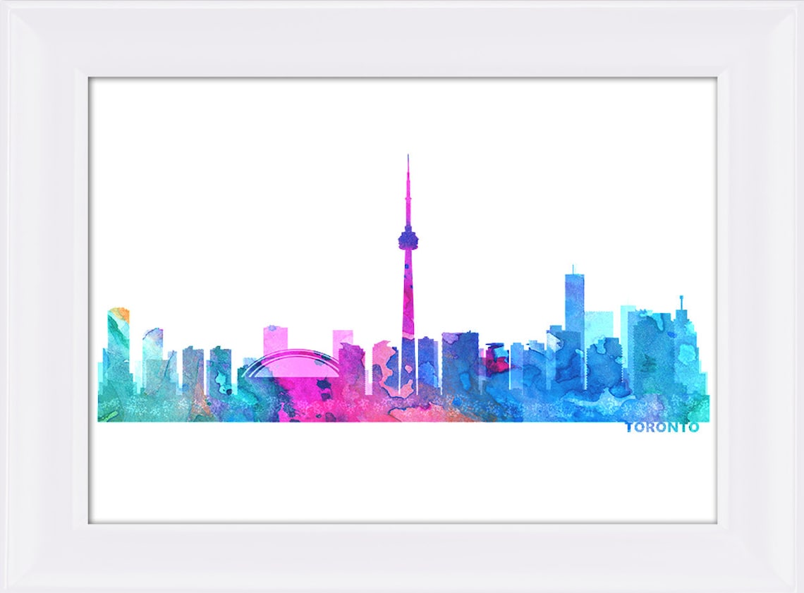 Toronto Skyline Watercolor Print Toronto Canada Cityscape | Etsy
