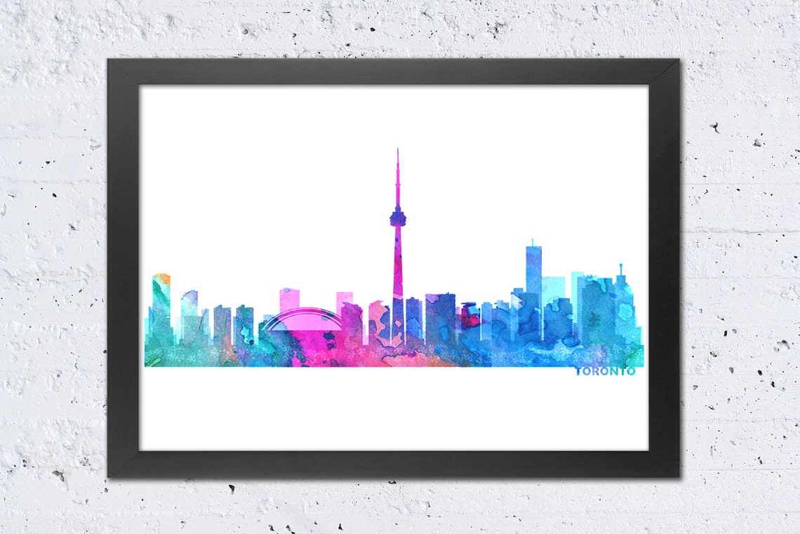 Toronto Skyline Watercolor Print Toronto Canada Cityscape | Etsy