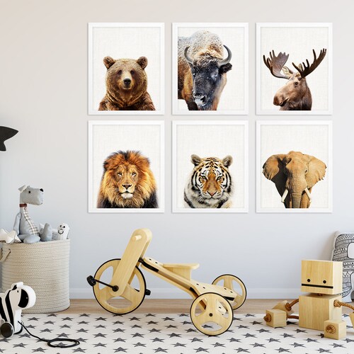 Woodland Nursery Digital Decor Animals Set of Four Bear - Etsy