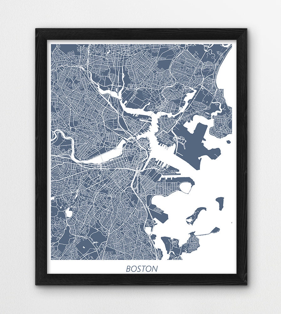 Boston Map Print Boston Map Poster Print Boston Urban Street | Etsy