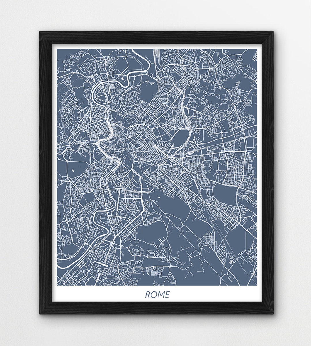 Rome Map Print, Rome City Street Map Print, Rome Italy Urban Digital ...