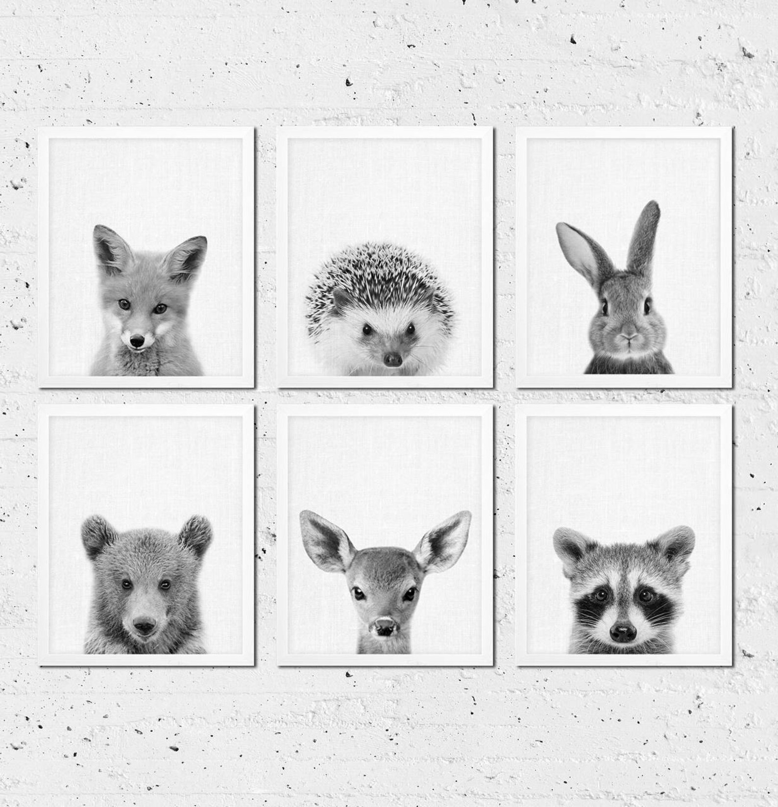 Farm Animals Print, Animals Print Set of 6, Baby Bunny Goat Duck Donkey ...