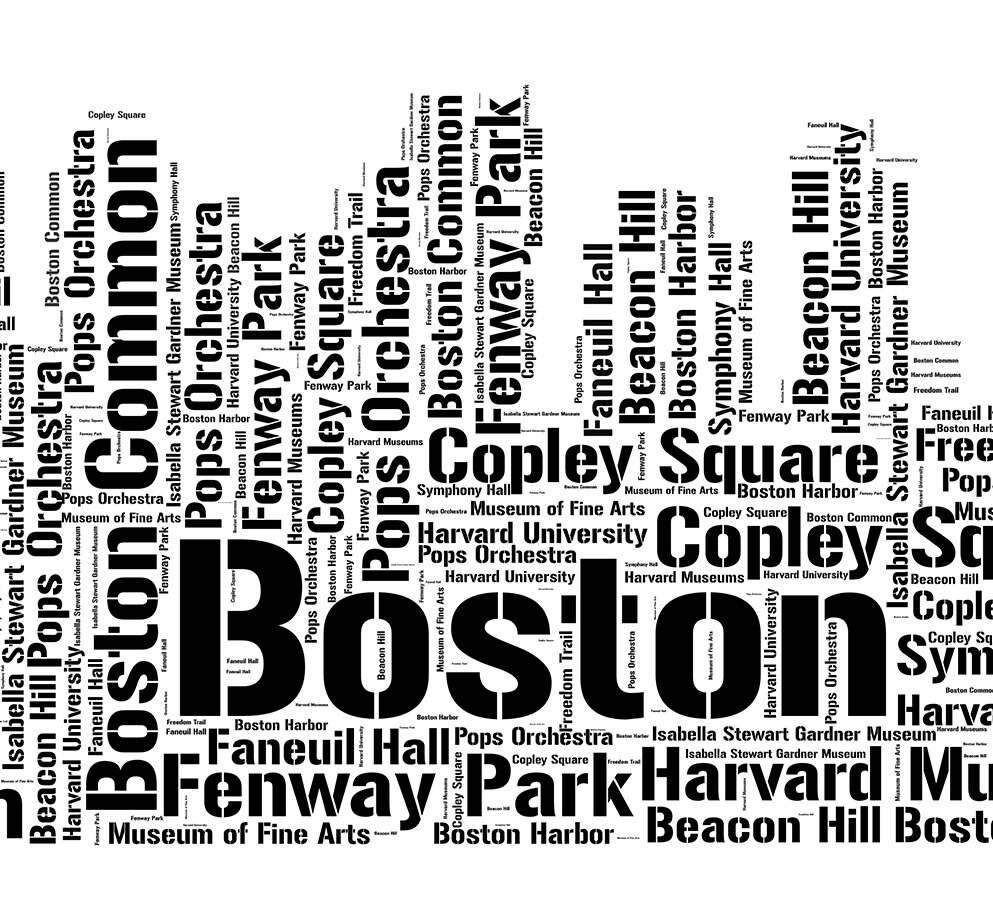 Boston Skyline Typography Print Boston Digital Word Art | Etsy