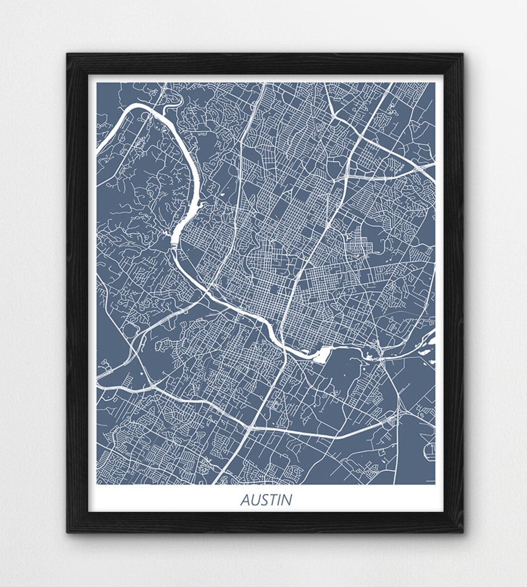 Austin Map Print, Austin Map Poster Print, Austin Texas Urban Street ...