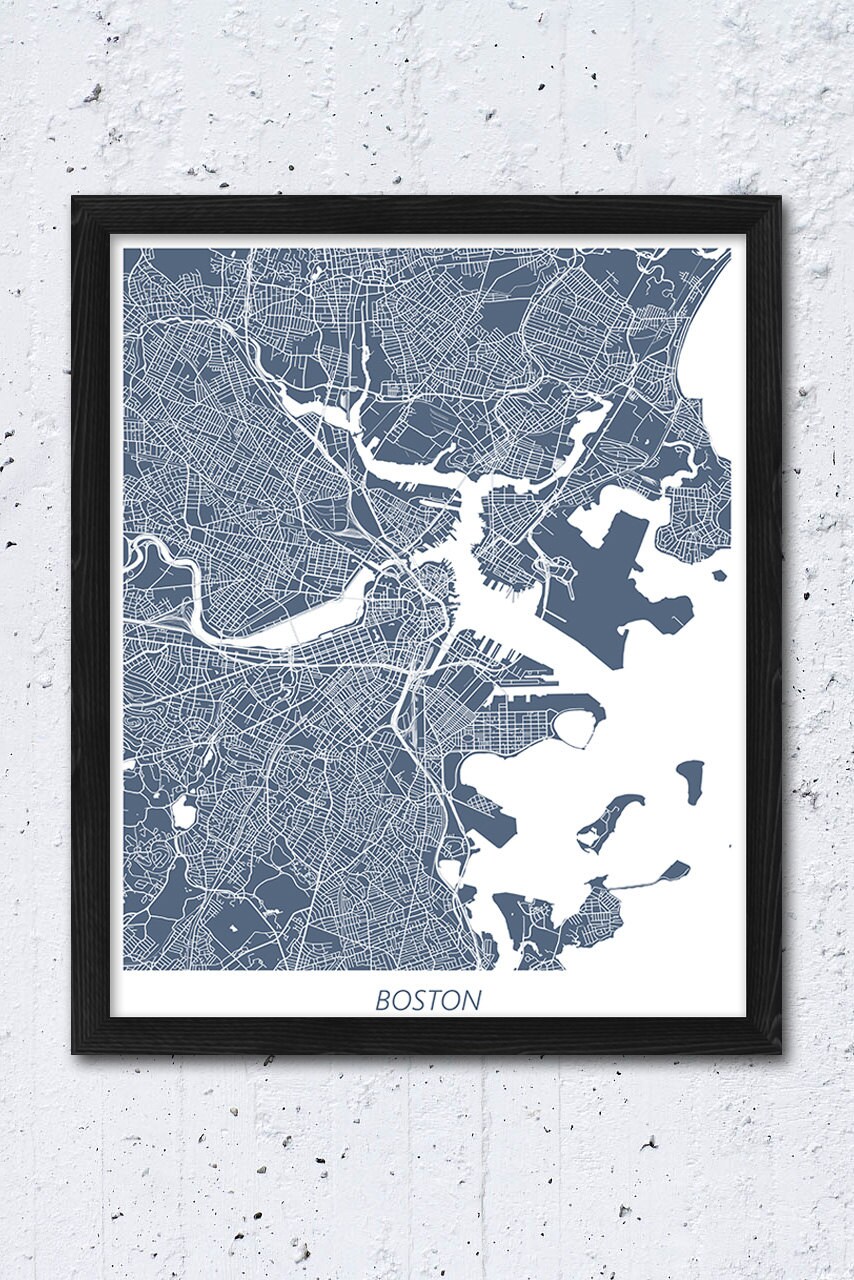 Boston Map Print Boston Map Poster Print Boston Urban Street | Etsy