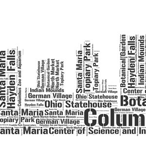 Columbus Skyline Print, Columbus City Poster Print, Typography Words ...