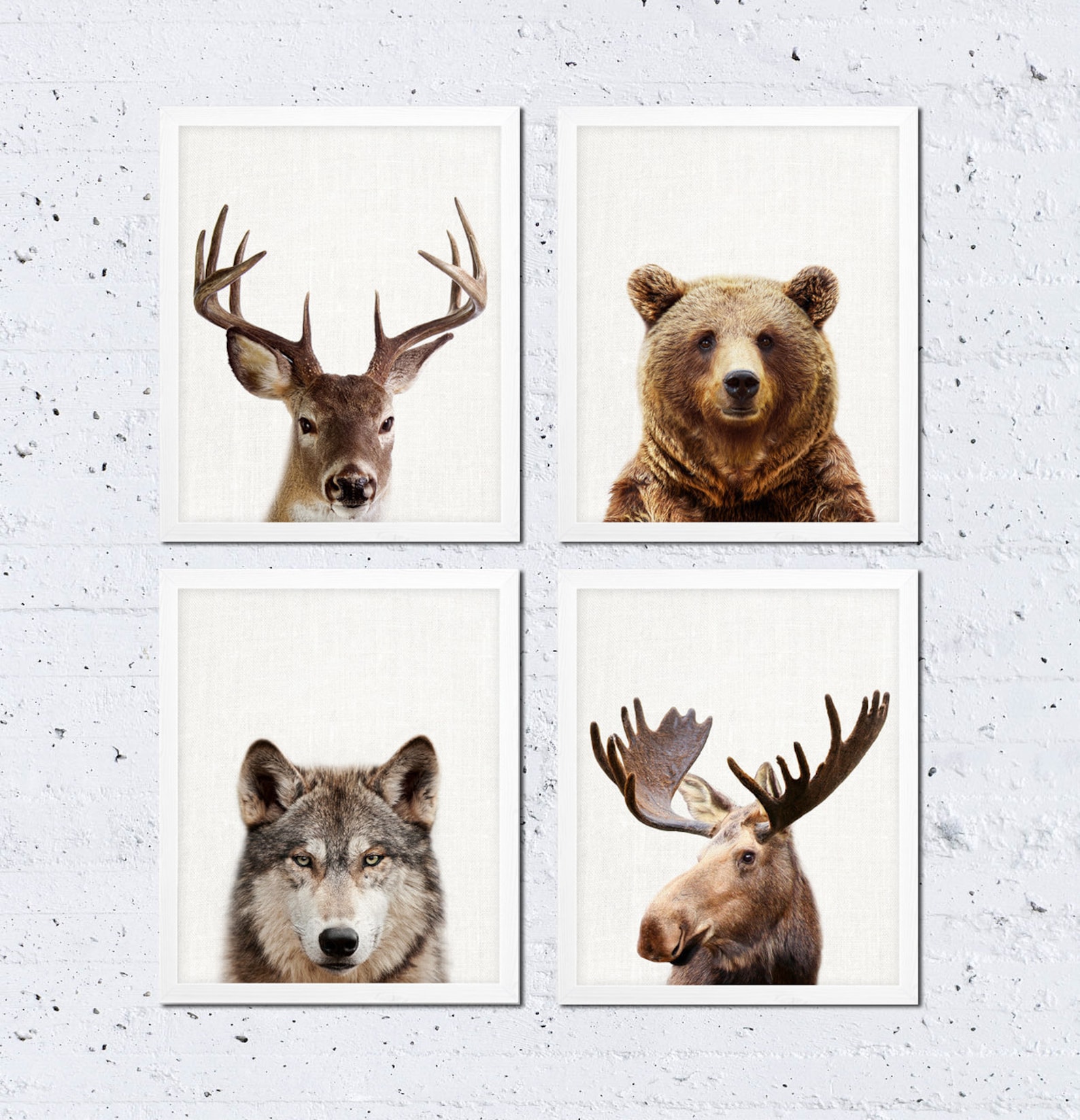 Woodland Nursery Digital Decor Animals Set of Four Bear - Etsy