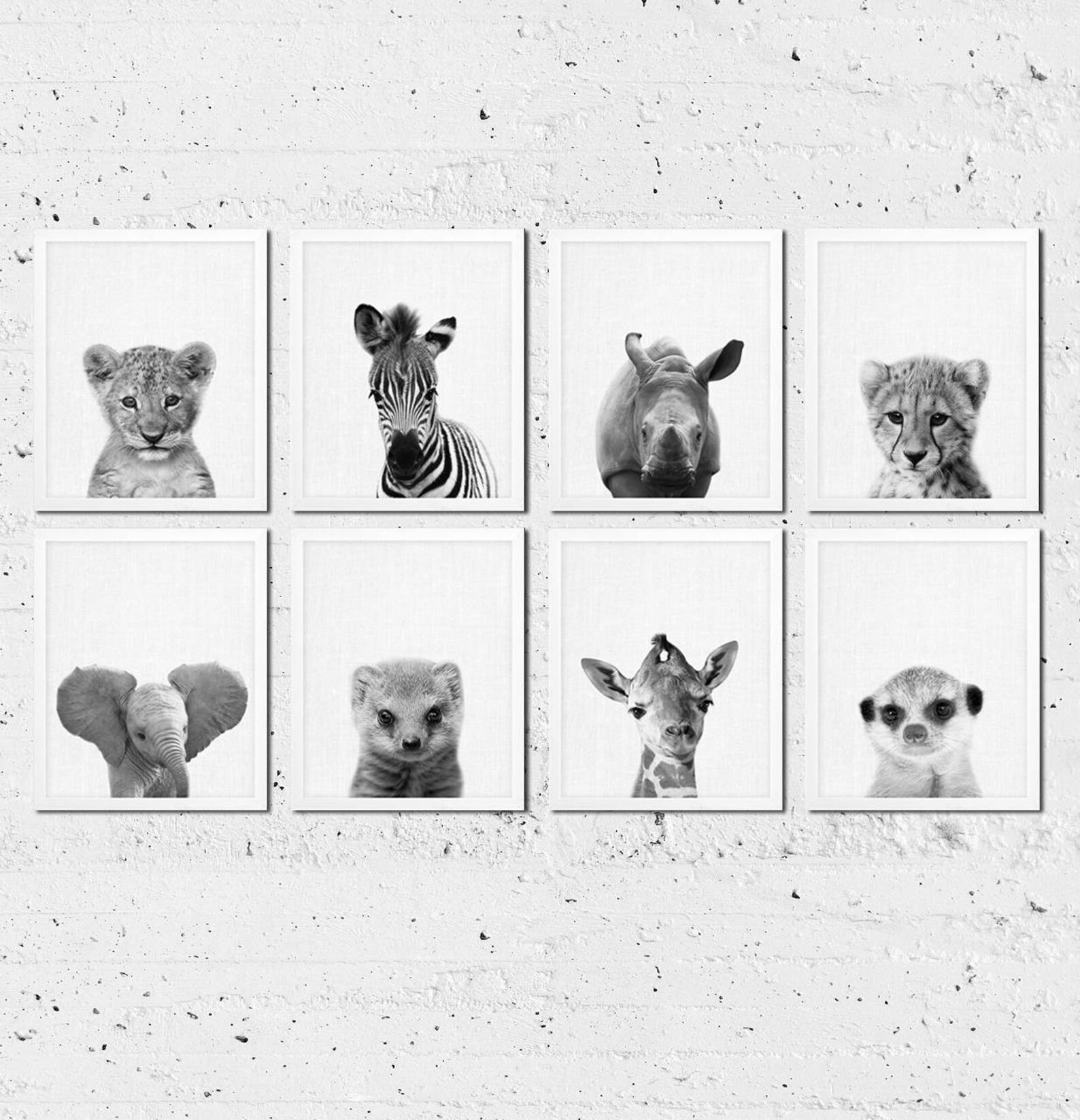 Safari Animals Print, Animals Print Set of 8, Lion Elephant Rhino ...
