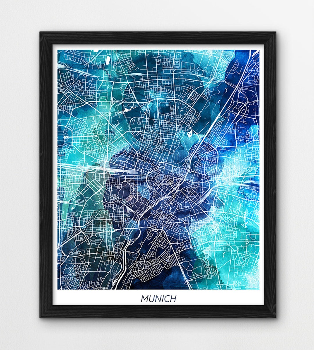Munich Map Print, Munich Poster Print, Munich Germany Urban Street Map ...