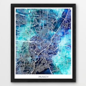 Munich Map Print, Munich Poster Print, Munich Germany Urban Street Map ...