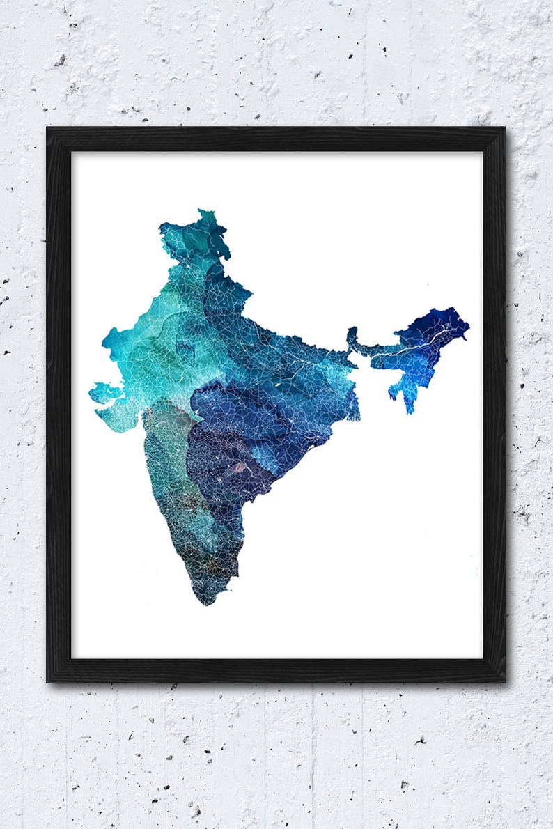 India Map Print India Poster Print India Street Map | Etsy