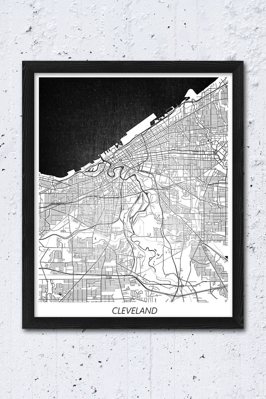 Cleveland City Map Print Cleveland Poster Print Cleveland | Etsy