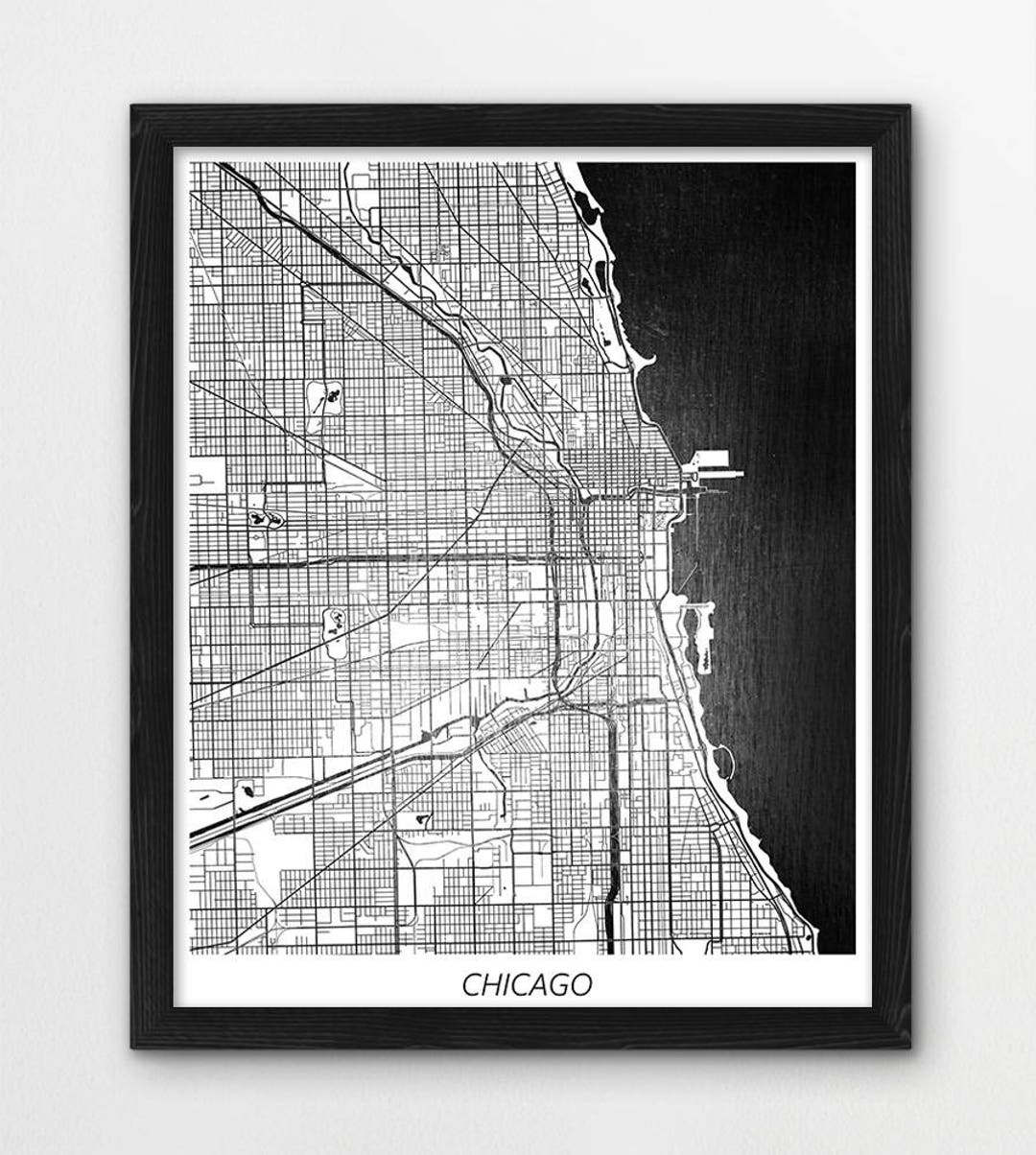 Chicago Map Print Chicago Poster Print Chicago Illinois - Etsy