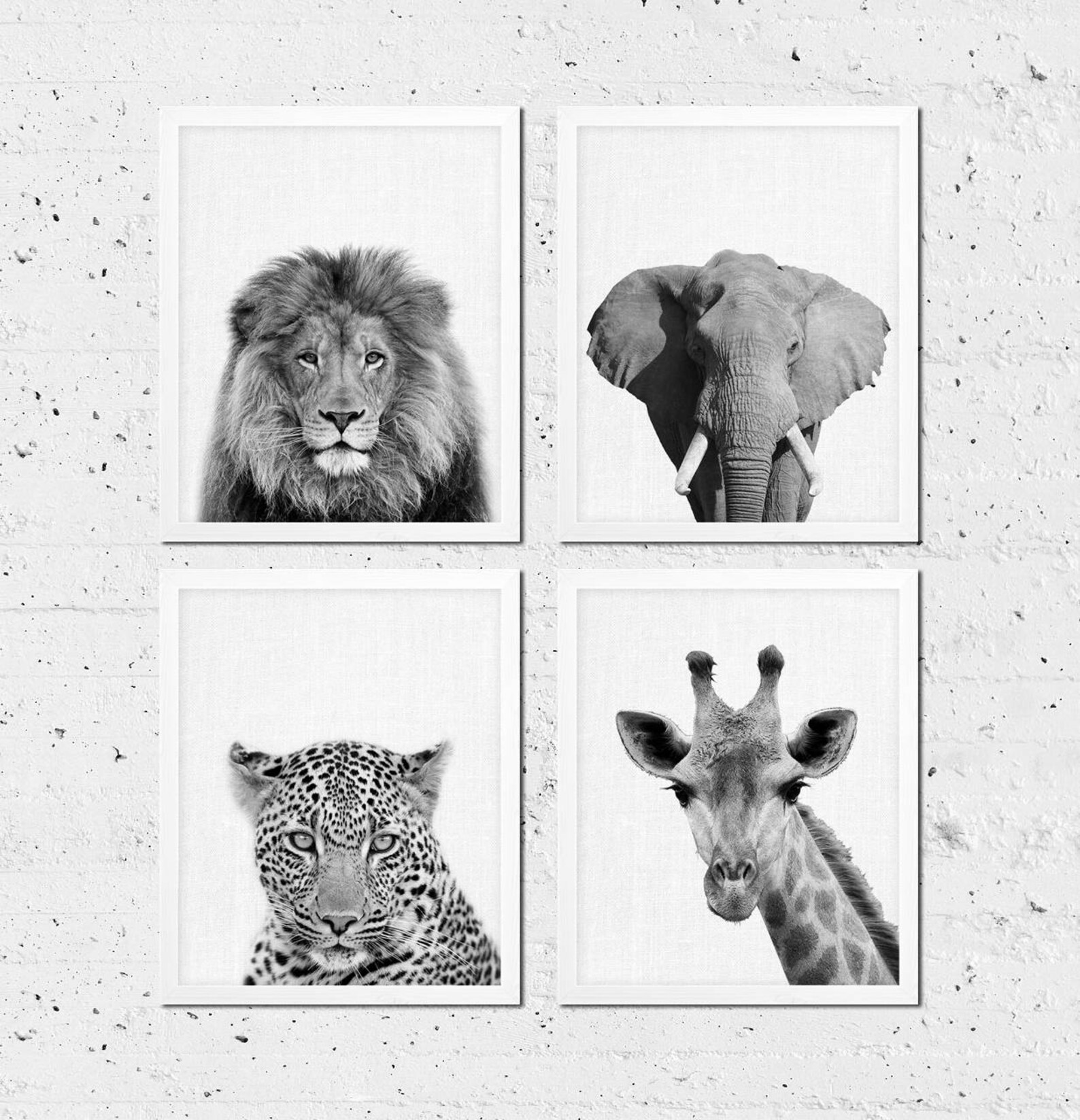 Safari Animals Print Animals Print Set of 4 Lion Giraffe - Etsy