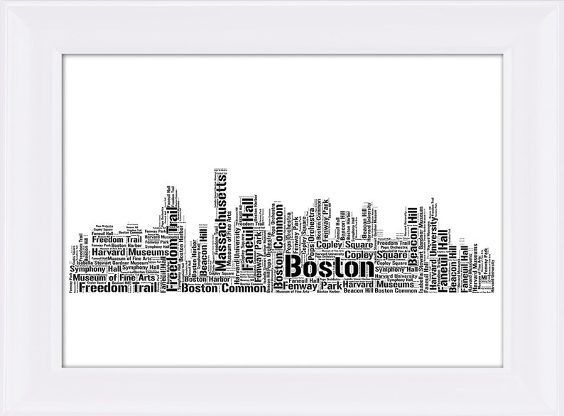 Boston Skyline Typography Print Boston Digital Word Art - Etsy