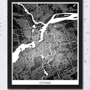 Ottawa Map Print, Ottawa Poster Print, Ottawa Canada Urban Street Road ...