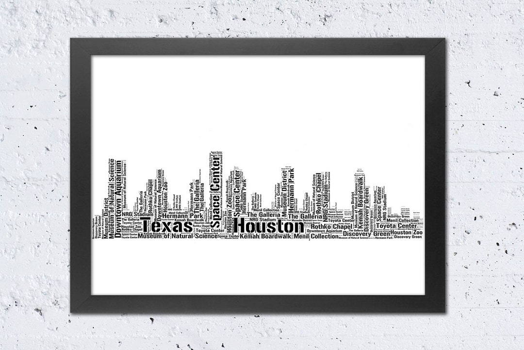 Houston Skyline Typography Art Print, Texas Cityscape (digital Download ...