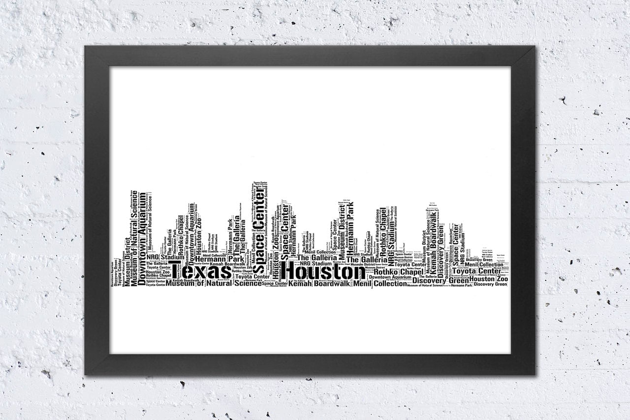 Houston Skyline Print Houston Texas Typography Cityscape Map | Etsy