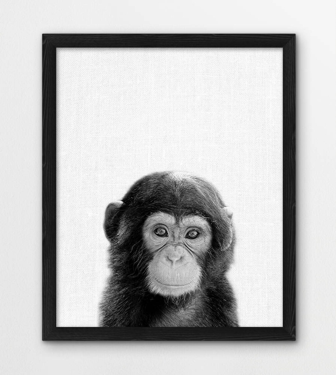Baby Chimpanzee Print, Nursery Animal Photo, Black and White (digital ...